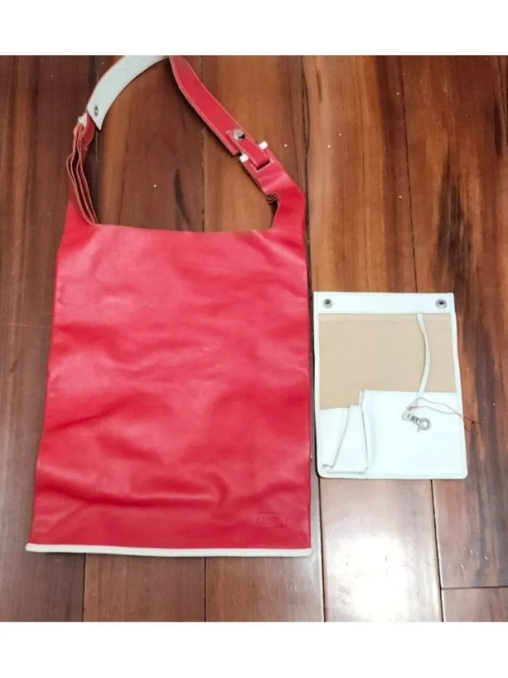 LUMI | Bags | Lumi Archive Supermarket Bag Large Red White Leather Tote ...